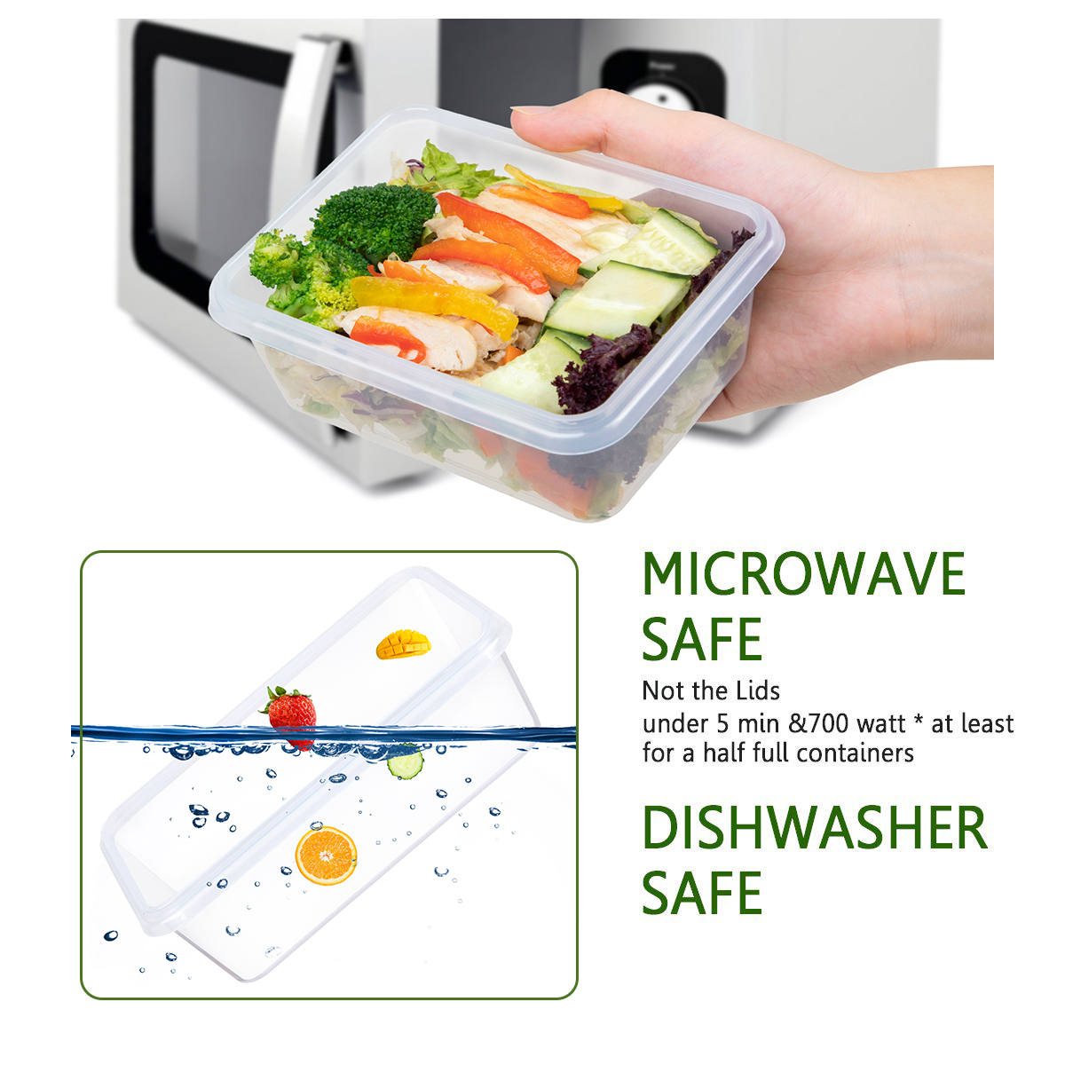 16 Piece Plastic Storage Containers with Lids Airtight Leak Proof Easy ...